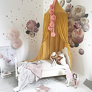 Flower Ball Bed Decor Baby BedNet Hanging Canopy for Babies Crib Accessories Wall Pendant Decoration for Kids Room (Pink)