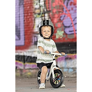 Chillafish Charlie Glow Lightweight Toddler Balance Bike Trainer with Light-Up Wheels for Children 18-48 Months, Learn to Ride with 10-Inch No-Puncture Tires, Adjustable Seat and Carry Handle, Beige