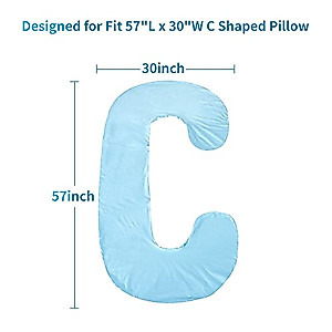 Wndy's Dream Pregnancy Pillowcase Double Zippers, Fully Body Maternity Pillow Replacement Cover, Soft Breathable Jersey Fabric, Fit 57" x 30" C Shaped Pillow(Sky Blue)