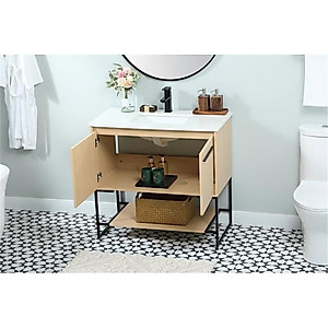 Elegant Kitchen and Bath 36 inch Single Bathroom Vanity Cabinet - Maple