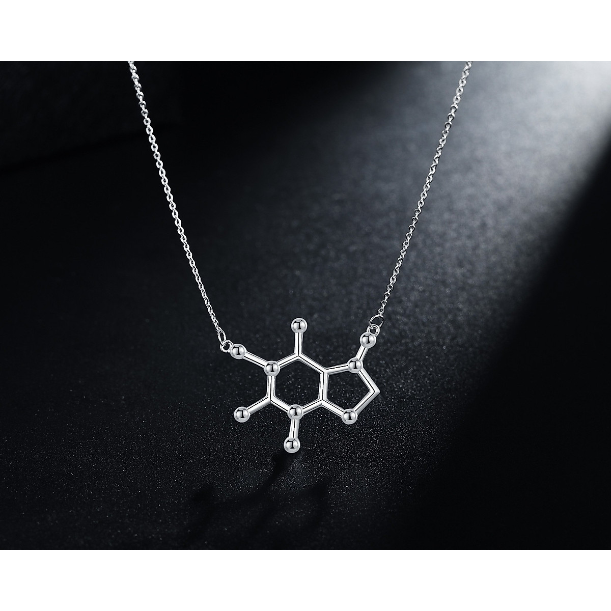 Caffeine Molecule Necklace, 925 Sterling Silver, Coffee Necklace, Coffee Lover Jewelry for Women, Coffee Gifts for Women, Coffee Lovers Gifts