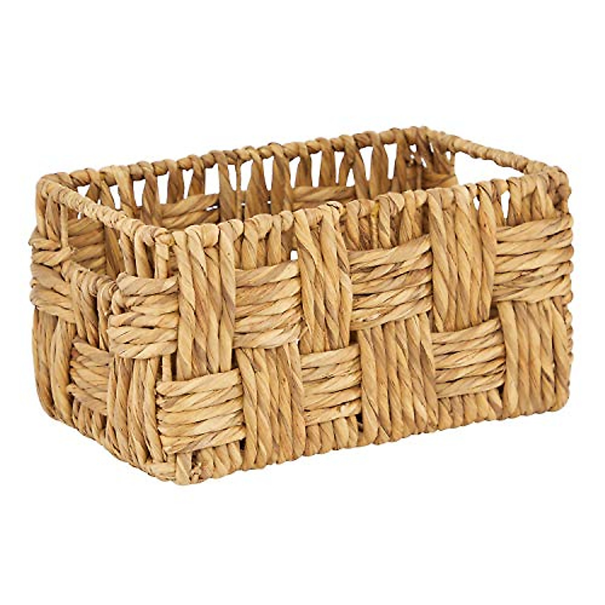 Deco 79 Jute Rope Handmade Decorative and Functional Storage Basket Woven Rectangular Basket Organizer with Slit Handles, Set of 2 Basket for Storage 16", 13"W, Brown
