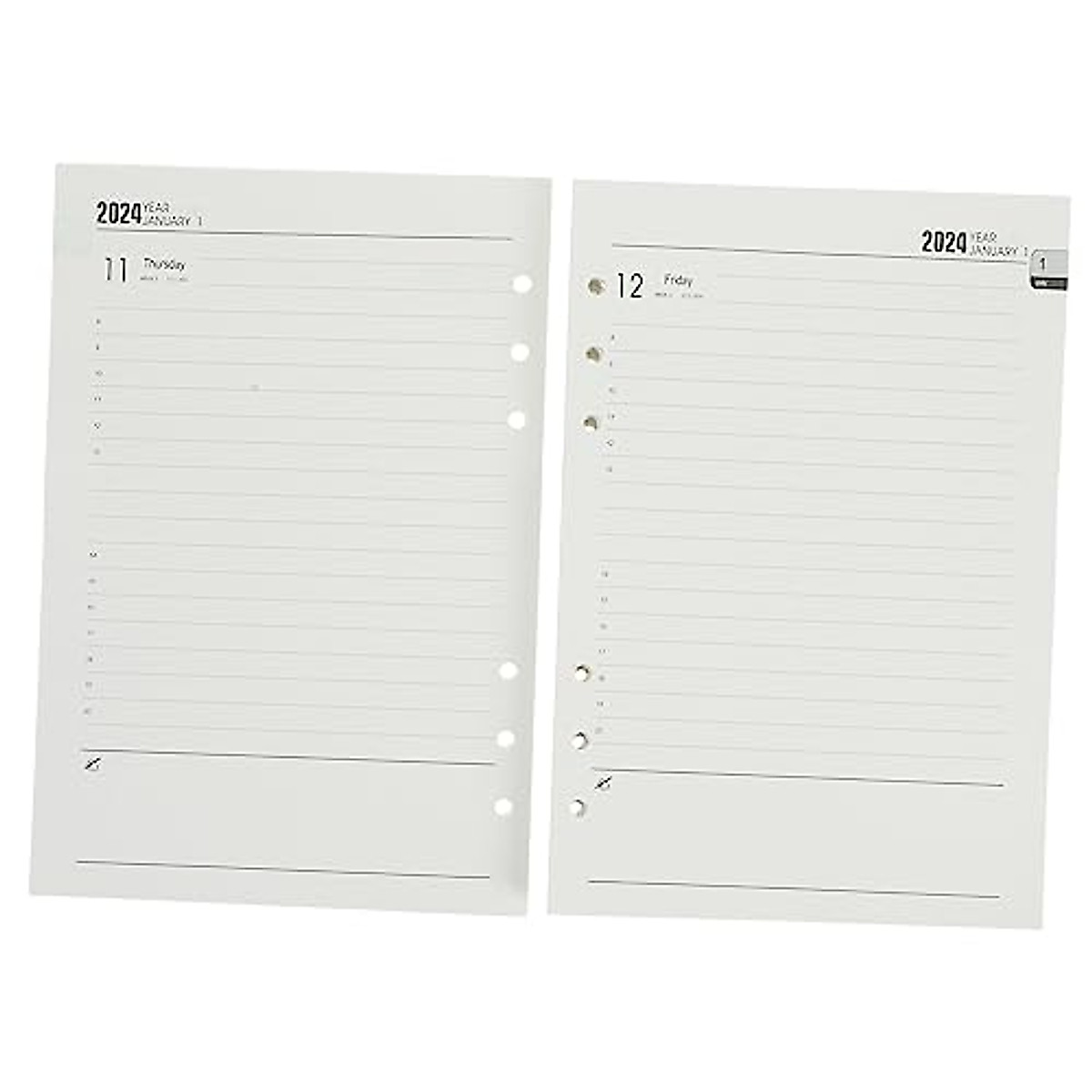 NUOBESTY 2pcs 2024 English Agenda Book inside Page A5 Pocket Notebook Pocket Notepad Daily Planner 2023-2024 Daily Planner 2024 Blank Notebook White Accessories Office Portable Paper