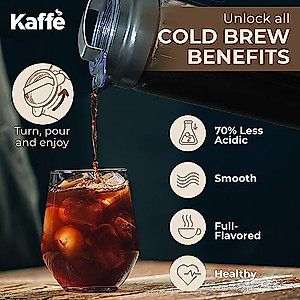 Kaffe Cold Brew Coffee Maker, 1.3L Iced Coffee Pitcher, Cold Brew Coffee and Tea Brewer, Easy to Clean Mesh filter, Double Wall Tritan Glass (1.3L)