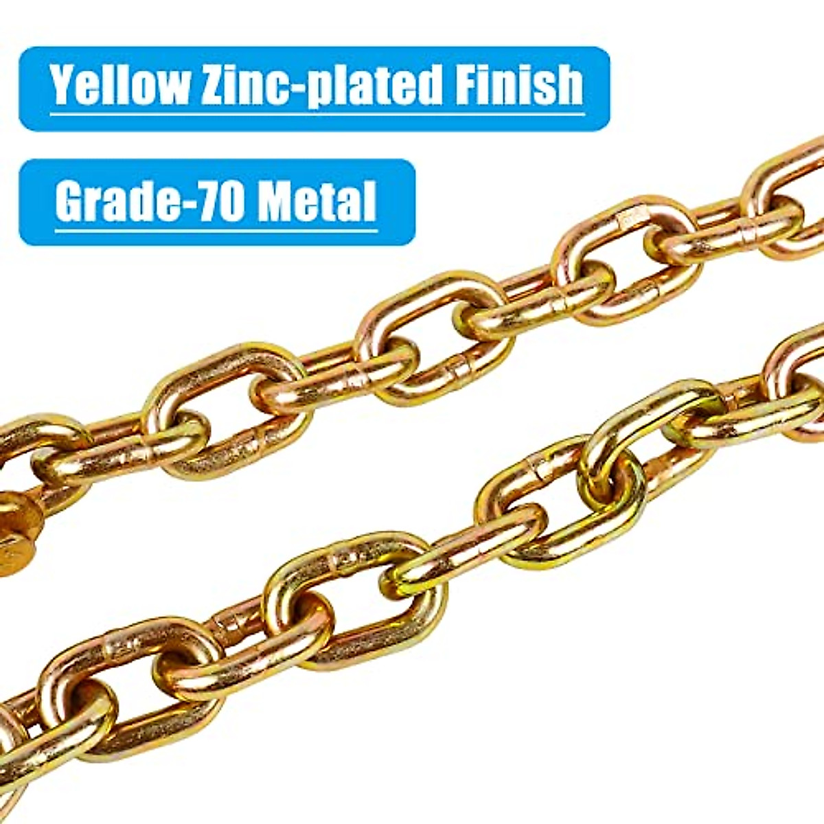 Tnyeobae 35" Trailer Safety Chain with 3/8" Clevis Snap Hook,Grade-70 Heavy Duty Binder Chain(Pack of 2)