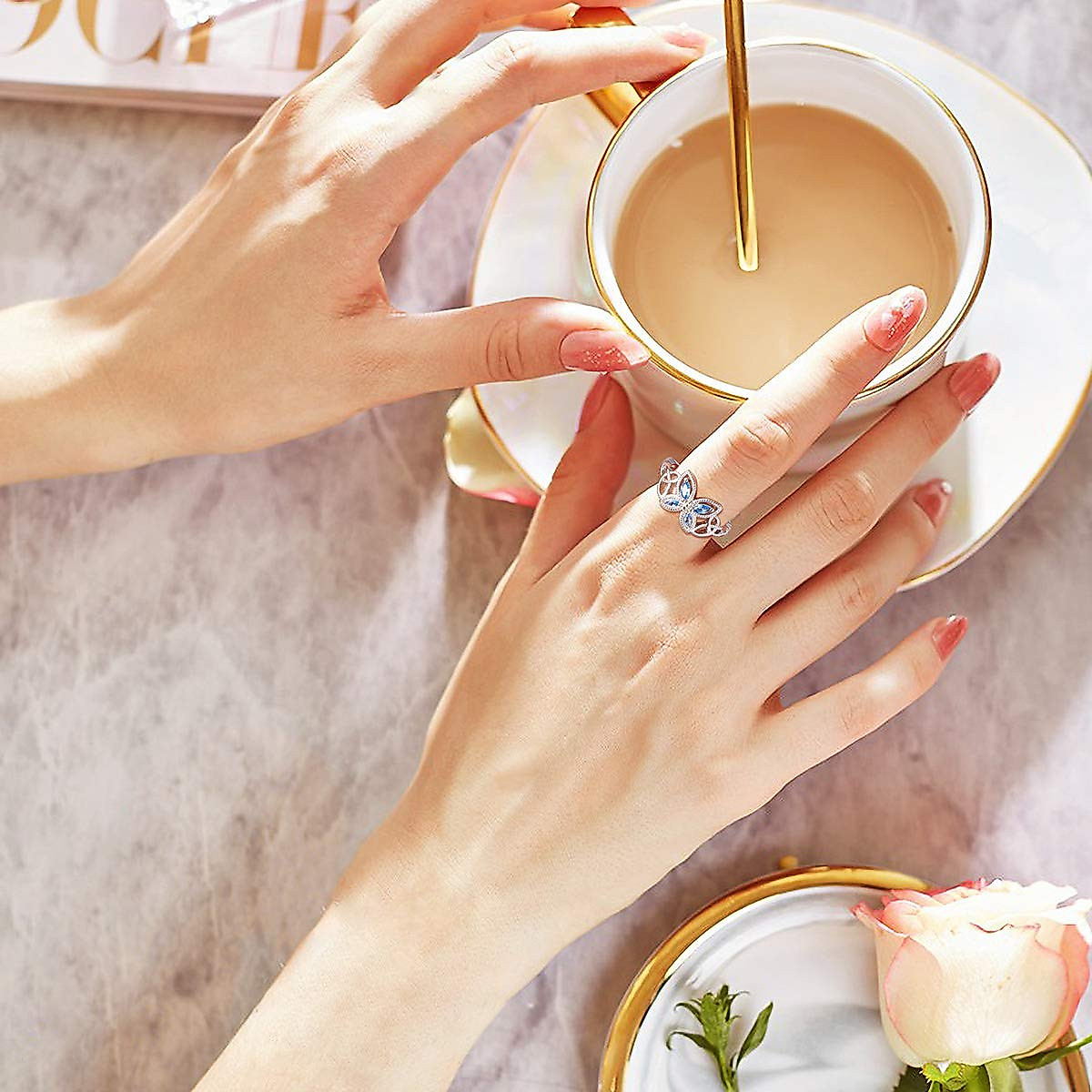 JZMSJF S925 Sterling Silver Fashion Dainty Celtic Knot Butterfly Ring Hypoallergenic Jewelry for Women Adults Size 7