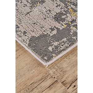 Feizy Rugs Waldor Area Rug, Contemporary Abstract Gold/Birch 5' x 8'