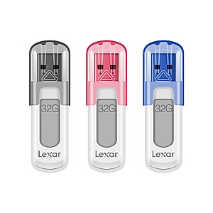 Lexar 32GB 3-Pack JumpDrive V100 USB 3.0 Flash Drive for Storage Expansion and Backup, Gray, Pink, Blue (LJDV100032G-B3NNU)