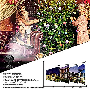 SOMKTN Christmas Snowfall Projector Lights, Waterproof Snow Light Projector, Outdoor Snow Lighting Projector with Dynamic Snow Effect for Home, Garden, Party, Halloween, Landscape Decor