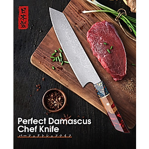 Huusk Damascus Chef Knife Bundle with Boning Knife for Meat Cutting