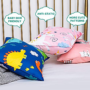 Toddler Pillow with Organic Cotton Pillowcase Set 14x19, Pink Unicorn Kids Pillows for Sleeping, Girls Breathable Pillow with Pillow Cover for Kids Sleeping, Machine Washable