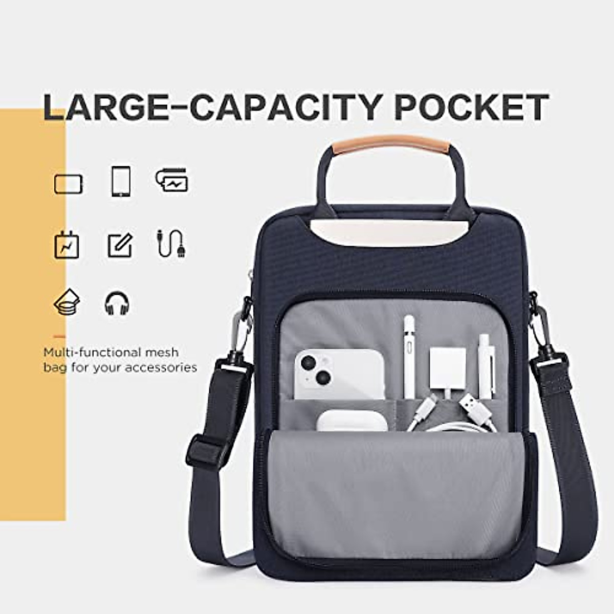 NIDOO Laptop Shoulder Bag for 13" MacBook Air Pro M1 M2 / 12.9" iPad Pro M2 M1 / 13" Surface Pro X 7 8 9, Vertical Computer Sleeve Carrying Case Messenger for 13.3" Galaxy Pro 360 / Tab S8+ / Dell XPS