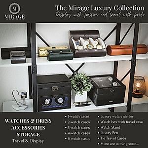 M Mirage Luxury Travel 6 watch display case organizer - Royal Green & Ivory White