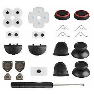 SaiDian 1Set Silicone Conductive Rubber Pad Joystick Thumb Sticks Replacement Kit L1 R1 L2 R2 Button Thumbsticks Repair Tools Kit for PS4 Controller
