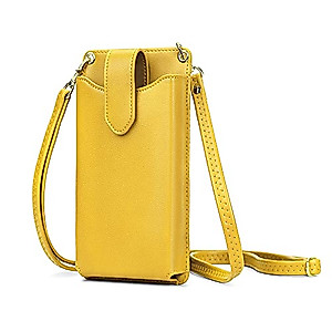 Peacocktion Small Crossbody Cell Phone Purse for Women, Lightweight Mini Shoulder Bag Wallet with Credit Card Slots (Yellow)