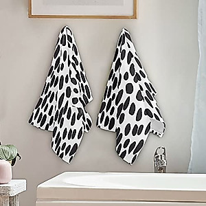 Kigai 2 Pack Black White Leopard Print Hand Towels Set Kitchen Towels Super Soft Highly Absorbent Fingertip Towel for Bath,Kitchen,Gym and Spa