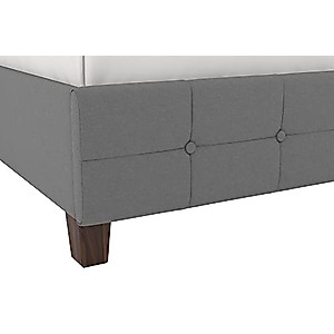DHP Rose Upholstered Platform Bed with Button Tufted Headboard and Footboard, No Box Spring Needed, Twin, Gray Linen