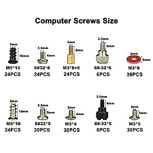 228PCS Personal Computer Screw,Pc Case Screws,Motherboard Standoffs for Hard Drive Pc Case Motherboard Fan Power Graphics