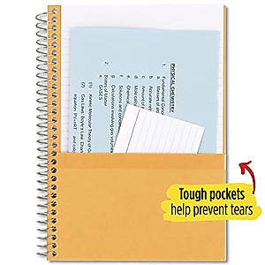 Five Star Spiral Notebooks, 2 Subject, College Ruled Paper, 100 Sheets, 6" x 9-1/2", Seaglass Green, Sedona Orange and Gray, 3 Pack (38618)