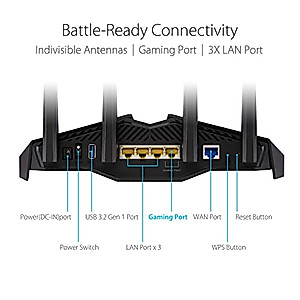 ASUS RT-AX82U AX5400 Dual-Band WiFi 6 Gaming Router, Game Acceleration, Mesh WiFi Support, Dedicated Gaming Port, Mobile Game Boost, MU-MIMO, Aura RGB (Renewed)