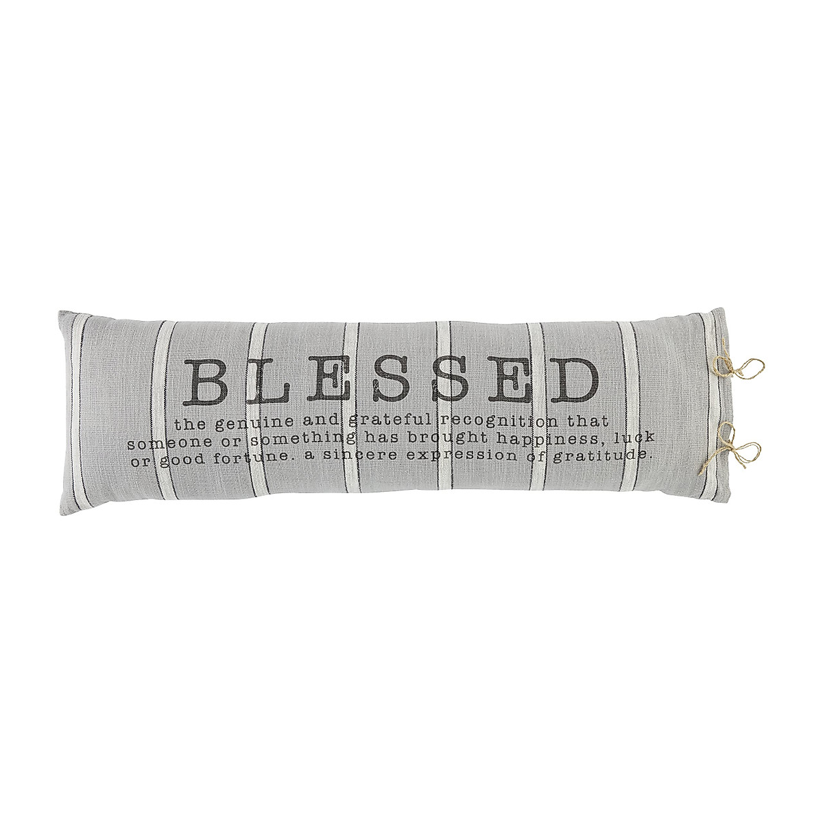 Mud Pie Blessed Definition Pillow, 11" x 35", Gray 51 Count