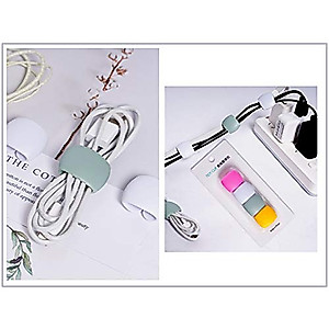 Keast 4Pcs Reusable Silicone Cord Organizer, Headphone Earphone Cable Organizer Cord Management Wrap Winder Headphone Cable Winder, Phone Charger Wire Clips for Business Travel1