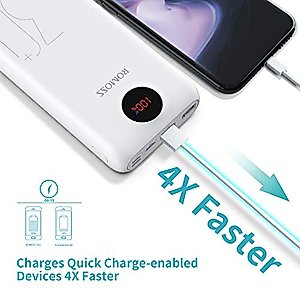 ROMOSS USB C Power Bank, 30000mAh PD Portable Phone Charger 18W 3 Outputs and 3 Inputs External Battery Packs with LED Display Compatible for iPhone 12, iPad Pro, Samsung S20 and More