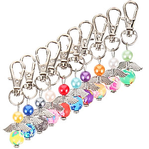 Generic 30pcs Angel Charm Keychain Pearl Angel Wings Thank You Gift Key Circle Baby Shower Welcoming Gifts with Tags Bags for Bag Pouch Purse Key Holders, 5.5x2cm (09F0320IL6)