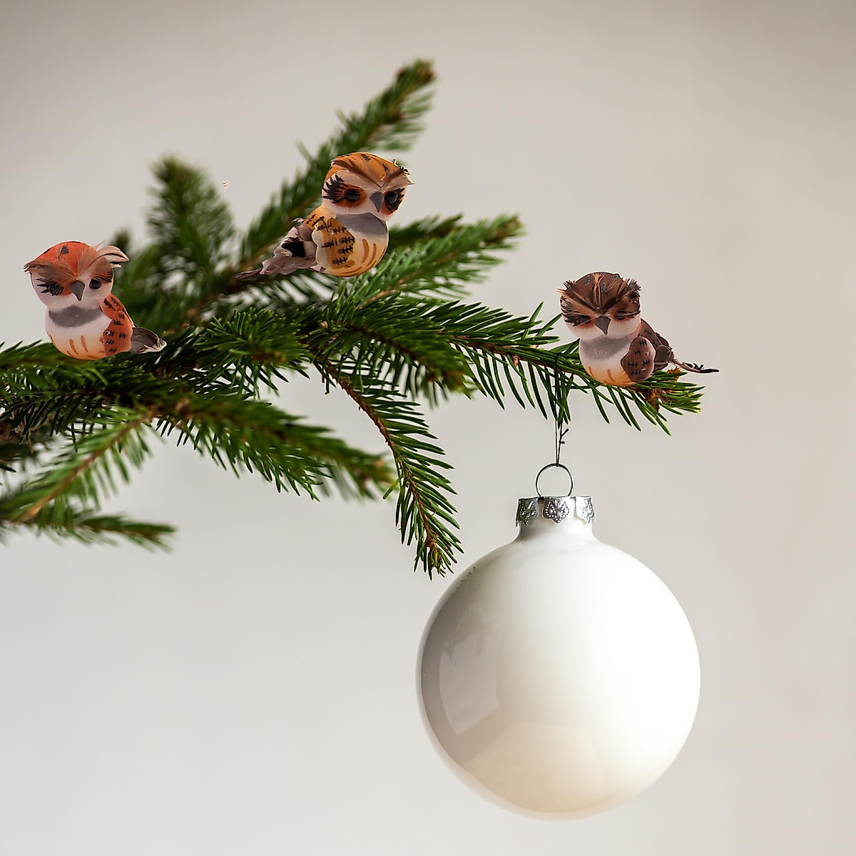 Artificial Owl Clip-On Christmas Ornaments, Holiday Decor, Christmas Tree Decoration, Set of 12, 4 Inches