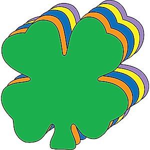 3" Four Leaf Clover Assorted Color Creative Cut-Outs- 31 Cut-Outs in a Pack for Kids’ Irish Crafts and St. Patrick's Day School Craft Projects, St. Patty’s Day Craft.