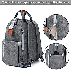 LUXJA Breast Pump Bag with Breastmilk Cooler Bag (Fits Four 5-Ounce Breastmilk Bottles), Breast Pump Backpack with Compartments for Cooler Bag and Laptop (Suitable for Working Mothers), Gray