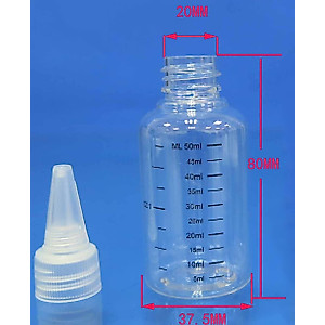 NANSHINE 10pcs 60ml(2oz) Plastic Bottle Pointed Mouth Top Cap Transparent Dispensing Bottle Squeeze Bottle with Graduated Measurement For Arts Crafts,Liquids,Inks,Oils,Shampoo,Lotion