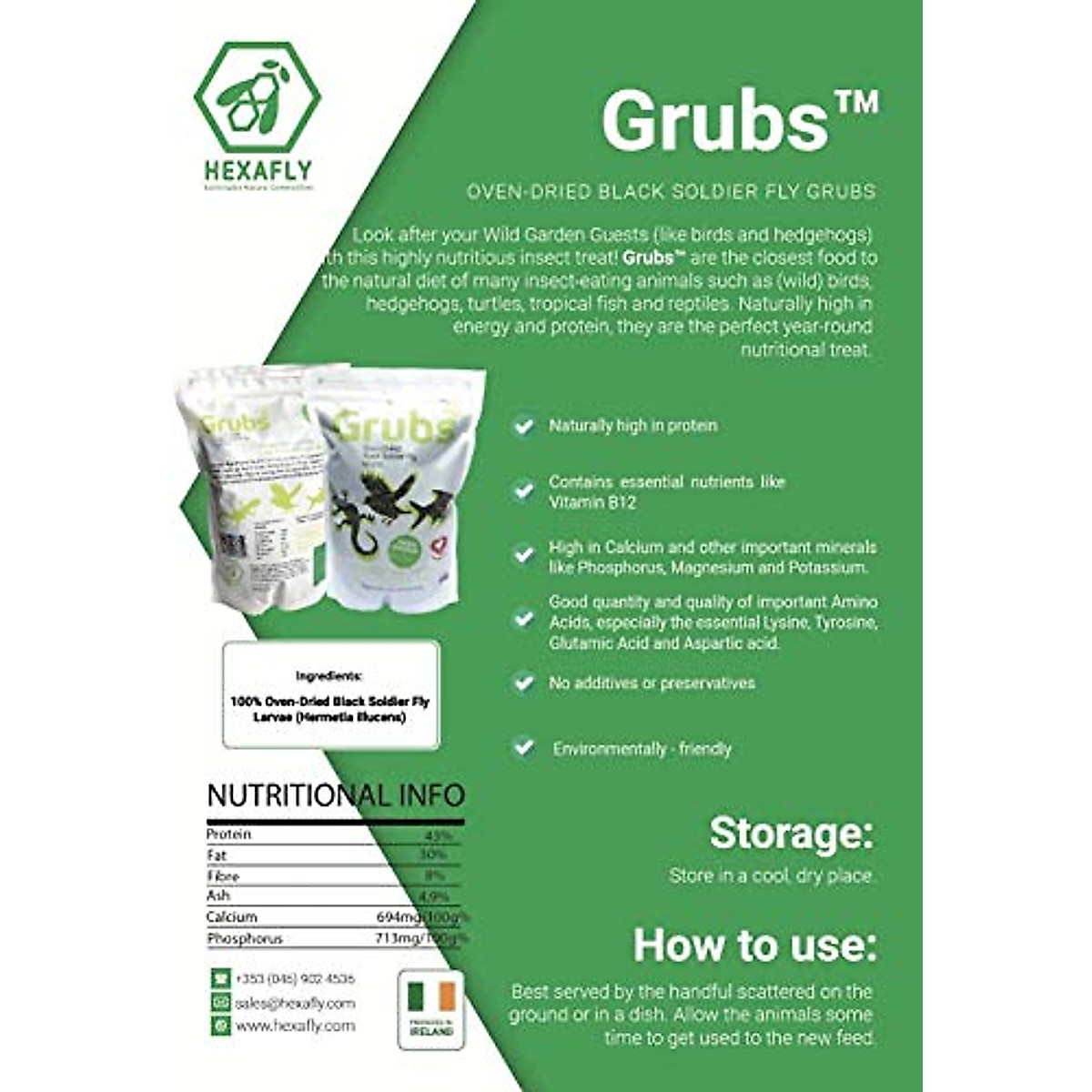 Hexafly Wild Bird Feed (100g Pack) - Dried Calci Worms or Chubby Worms from Black Soldier Fly Larvae