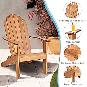 Tangkula Adirondack Chair, Acacia Wood Adirondack Lounger Chair, Outdoor Armchairs with Slatted Seating, Weather Resistant, for Patio Deck Lawn Backyard, Garden Adirondack Furniture (4, Natural)