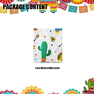 1 Pcs Cactus Llama Taco Tablecloth Mexican Fiesta Theme Plastic Table Cover Birthday Baby Shower Party Decor Supplies