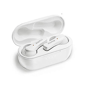 Padmate Bluetooth Headphones True Wireless Earbuds with 4 Mics CVC8.0 Noise Cancelling Earphones with Charging Case in-Ear Headset Touch Control Sport TWS 30H Playback Waterproof IPX6 Pamu T6C White