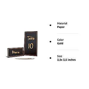 SR Design Pack of 100 Place Cards black with gold border, 20 Table Numbers Cards, 1 Pen in Metallic Gold, Card Table, Table Numbers, Wedding Place Cards, Tent cards
