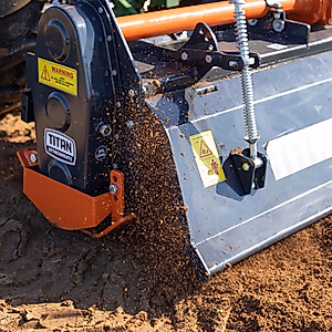 Titan Attachments 3 Point 60" Rotary Tiller Attachment Fits Cat 1 Tractors, Charcoal Finish, Single Speed PTO Driven Cultivator with a 540 RPM Gearbox, Replaceable L-Shaped Tines Work 5" Deep