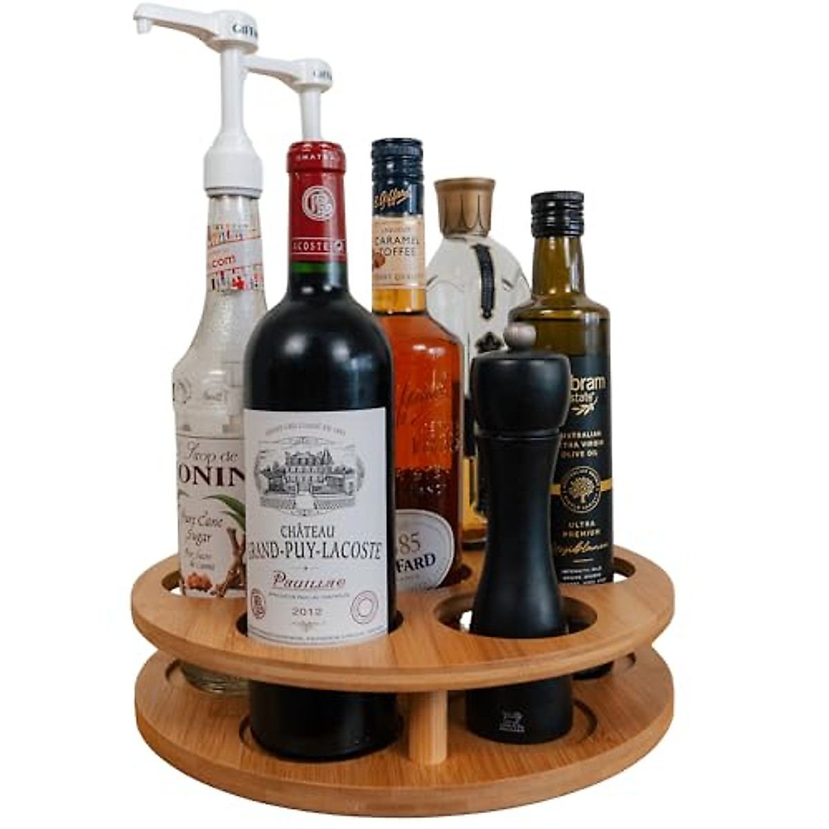 Moonkasa Coffee Syrup Organizer, 7 Bottles Capacity Syrup Bottle Holder Stand, Ideal for Countertop, Coffee Bar Organization or as a Wine Holder