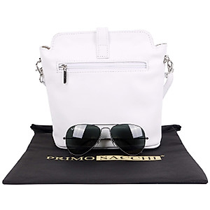 PRIMO SACCHI Italian Soft Leather Hand Made Small White Cross Body or Shoulder Bag Handbag Purse
