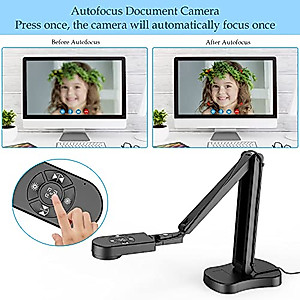 PAKOTOO 8MP USB Document Camera for Teachers and Classroom for A3 A4 Size with Dual Mic, 3-Level LED Light, Up and Down, Left and Right Image Inversion, for Distance Teaching & Learning