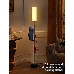 ELINKUME LED Floor Lamp for Living Room,67" Modern Floor Lamp with Remote,Dimmable RGB Clothes Hanging Standing Lamp-Remote & WiFi APP Controlled, Includes 9W Bulb for Bedroom,Corner Space