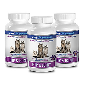 Senior cat Treats - Hip and Joint - for Cats - Health and Care - CHEWABLE - cat Calcium Supplement - 3 Bottle (360 Chews)