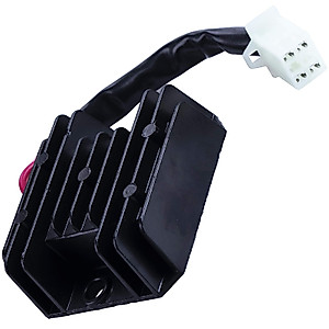 CNCMOTOK High Performance Racing GY6 Ignition Coil Voltage Regulator Rectifier Solenoid Relay 6 Pin AC CDI Spark Plug Kit for 50cc 125cc 150cc ATV Quad Go Kart Moped Scooter, Black