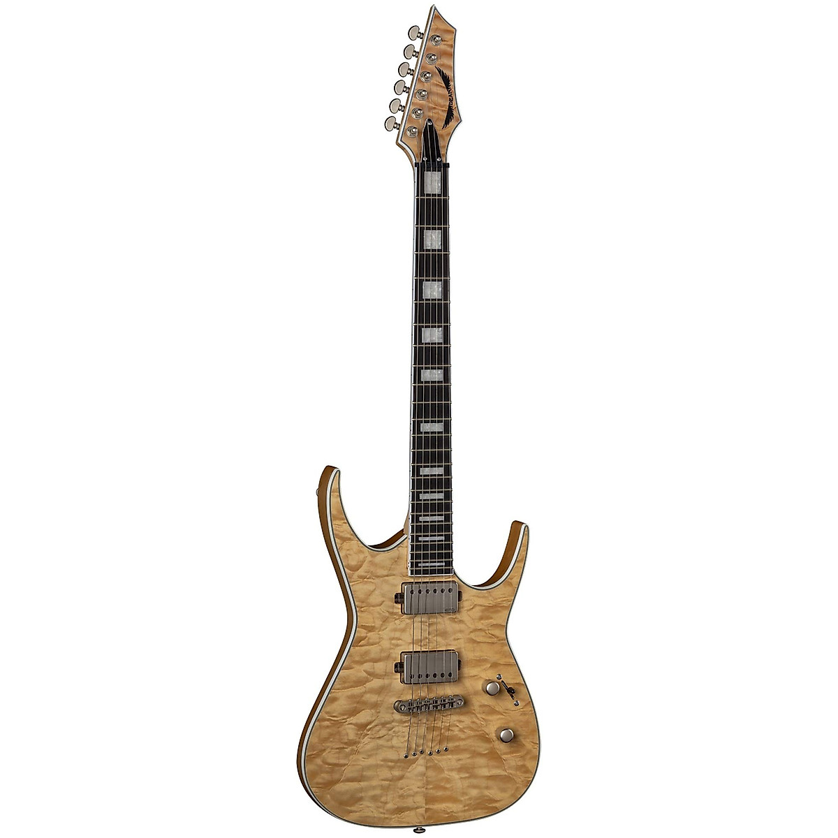 Dean Guitars Exile Select 6 String Quilt Top Electric Guitar, Right, Satin Natural (EXILEQM SN)