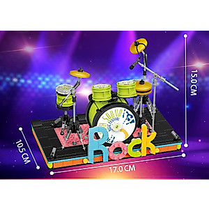 BDYDT Mini Blocks Music Stage Model Set,with Keyboard, Drums, Microphone, Guitar and Bass (1134Pieces) -Building Toys Gifts for Kid