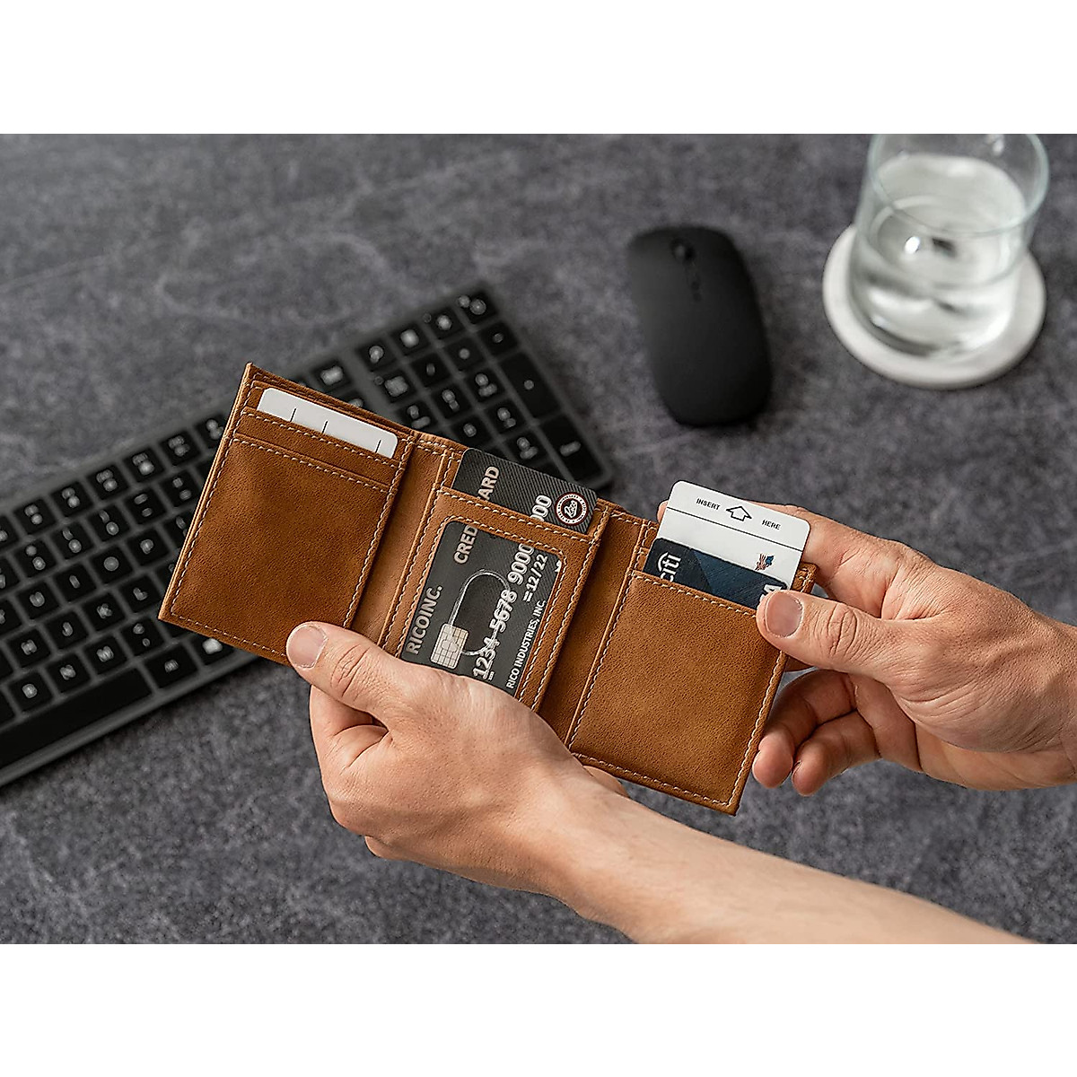 Rico Industries Skull Laser Engraved Trifold Wallet, Brown