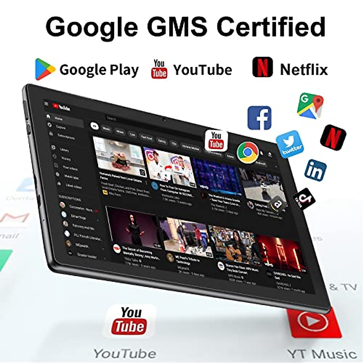 Android 12.0 Tablet, 10 inch 2GB RAM 64GB ROM, 512GB Expand, Tablet with Dual Camera, WiFi, Bluetooth, HD Touch Screen, Google GMS Certified