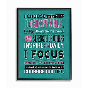 Stupell Industries I I Choose Unstoppable Vintage Inspirational Word Design Framed, Multi-Color
