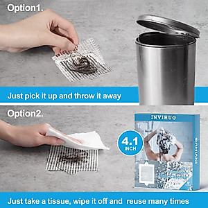INVIHUG 25 Pack, Disposable Shower Drain Hair Catcher Mesh Stickers, 4.1 inch Hair Catchers for Shower